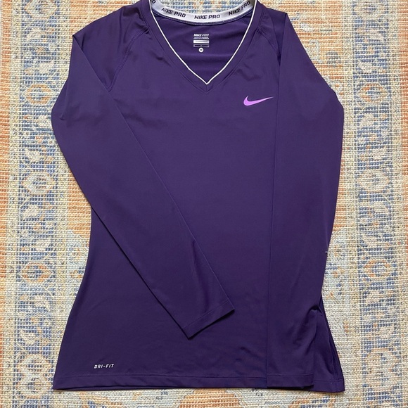 Nike | Tops | Nike Pro Dri Fit Compression Top Medium Purple | Poshmark
